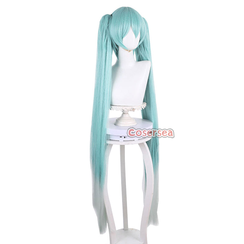 16th Anniversary 120cm Long Green Mixed Grey Ponytail Cosplay Wigs ...