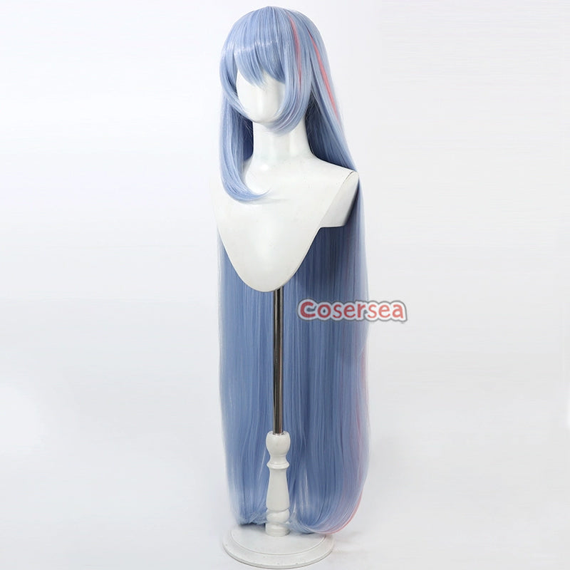 Blue Archive Aomori Mine 100cm Light Blue Mixed Red Cosplay Wigs ...