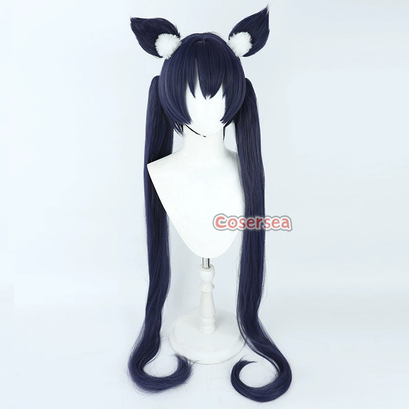 Blue Archive Kuromi Serika 130cm Dark Blue Ponytail Cosplay Wigs ...