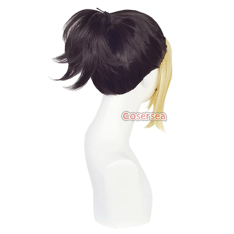 Demon Slayer Kimetsu no Yaiba Makio Blonde Mixed Black Cosplay Wigs ...