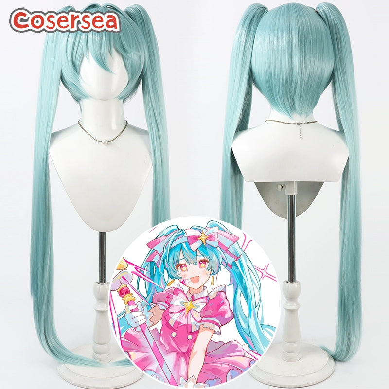Fashion Anime Miku 100cm Long Straight Green Ponytail Cosplay Wigs ...