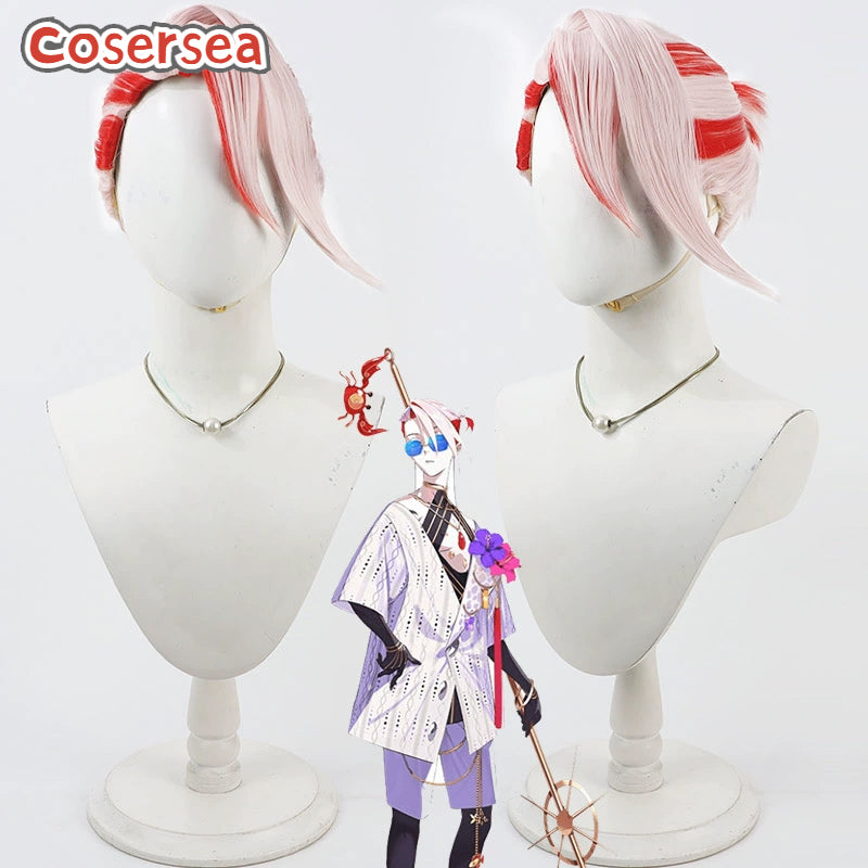 Cosersea Game Fate FGO Karna Short Straight White Mixed Red Cosplay Wi ...