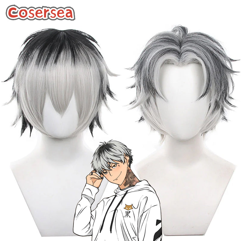 Haikyuu!! Kotaro Bokuto 30cm Black Mixed Gray Cosplay Wigs – coserseas