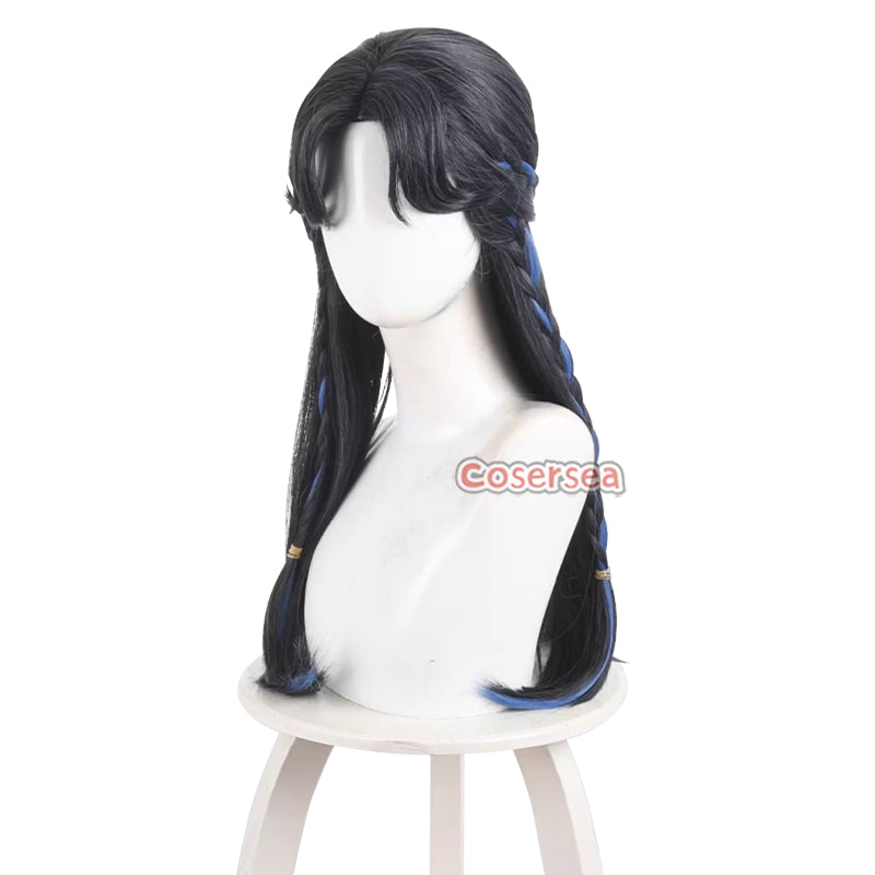 Identity V Antiquarian Qi Shiyi 60cm Dark Gray Mixed Blue Cosplay Wigs ...