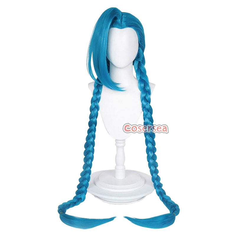 130cm LOL Arcane Jinx Women Long Blue Braided Cosplay Wigs – coserseas