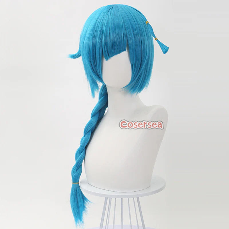 LOL Arcane Jinx Powder Junior 55cm Blue Braided Cosplay Wigs – coserseas