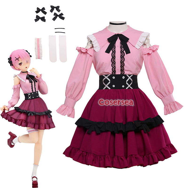 Re:Zero − Starting Life in Another World Ram Rem Dress Cosplay Costume ...