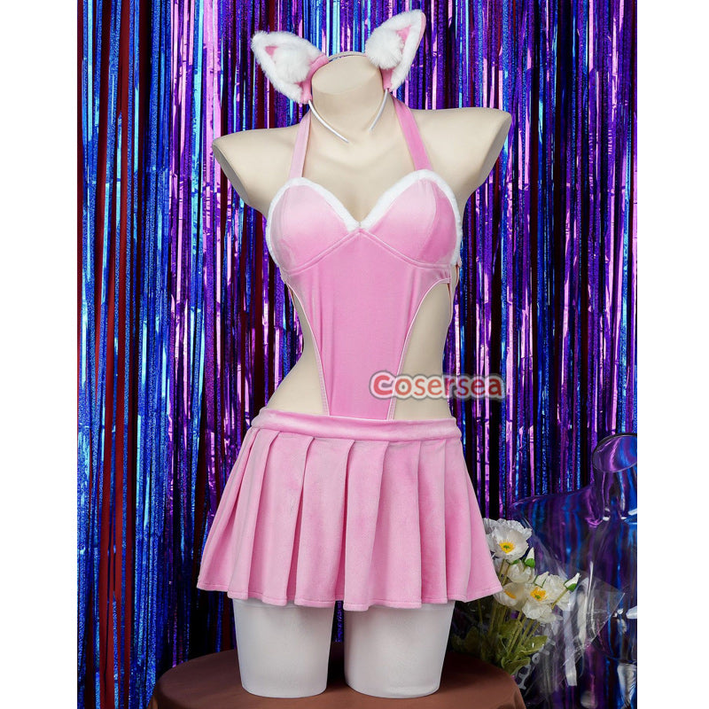 Sexy Catty Outfit One-piece Uniform Plush Bunny Pink Party Slip Nightd ...