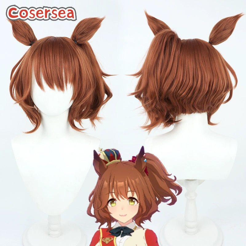 Cosersea Uma musume: Pretty Derby Aston Machan 30cm Orange Brown Ponyt ...