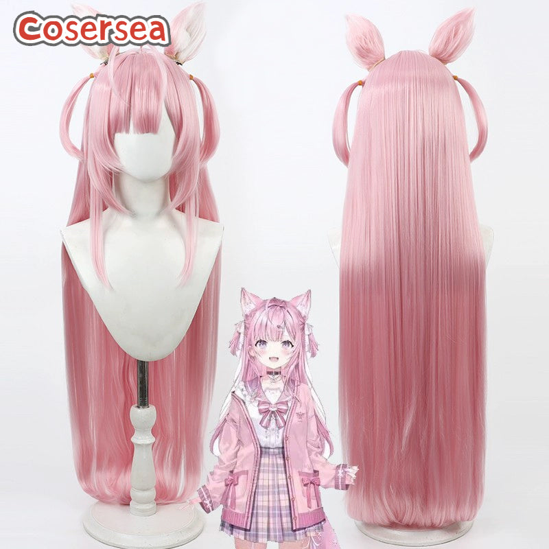 Virtual YouTuber Hakui Koyori 100cm Long Pink Cosplay Wigs – coserseas