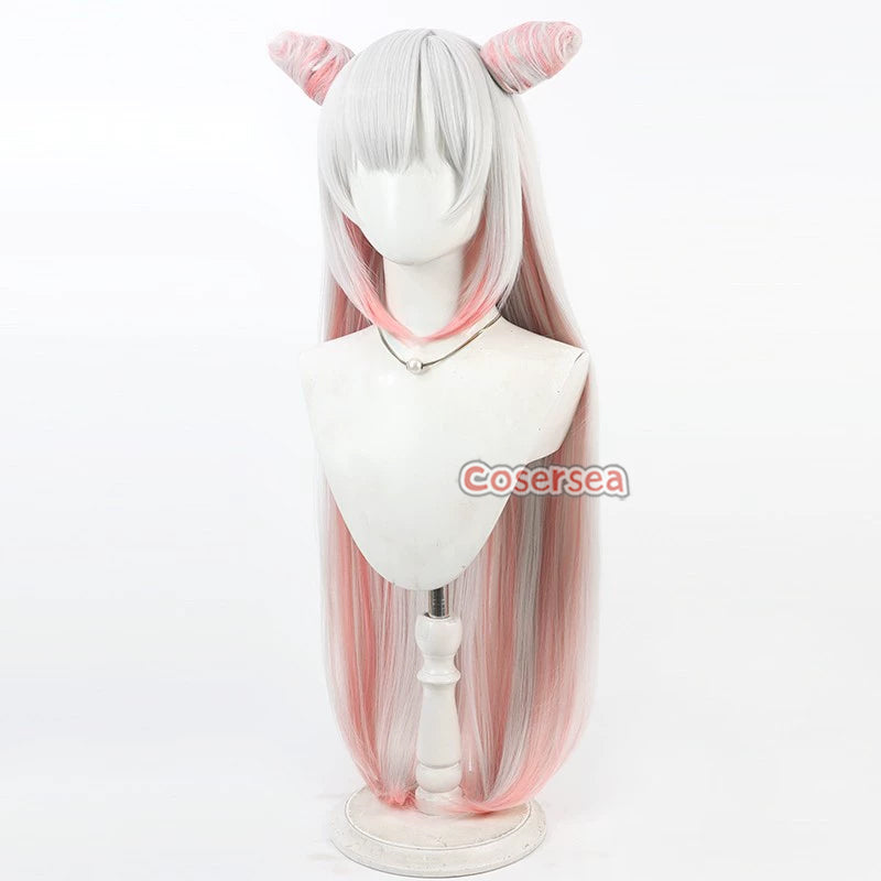 Virtual YouTuber Suou Patra 80cm Silver Gray Mixed Pink Cosplay Wigs W ...
