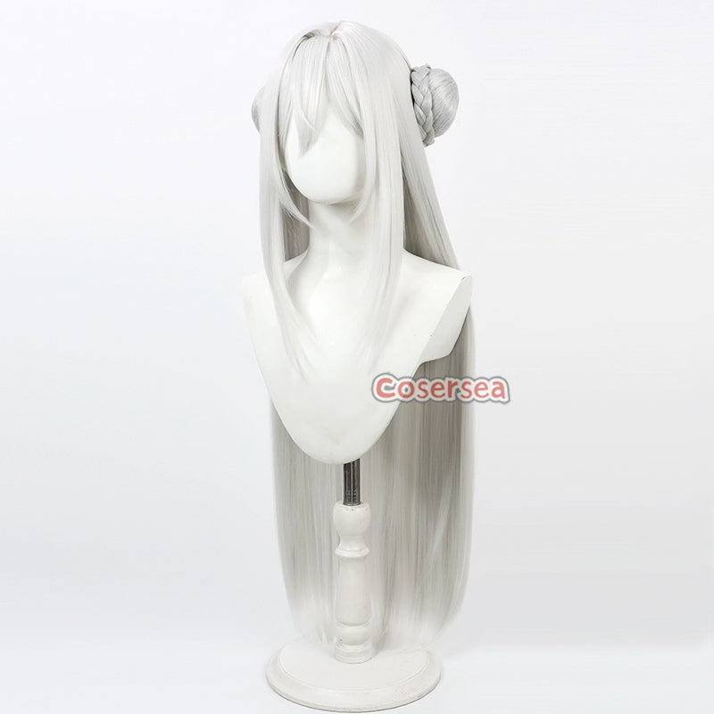 Virtual YouTuber Victoria Brightshield 90cm Silver White Cosplay Wigs ...