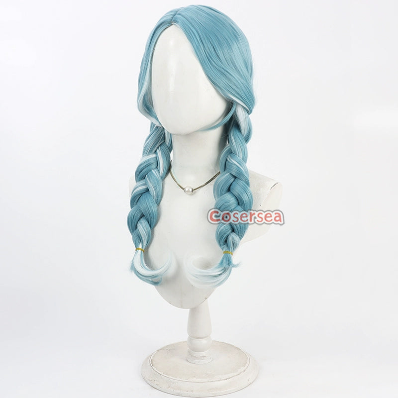 Virtual YouTuber Shiranami Ramune 50cm Blue Mixed White Cosplay Wigs ...
