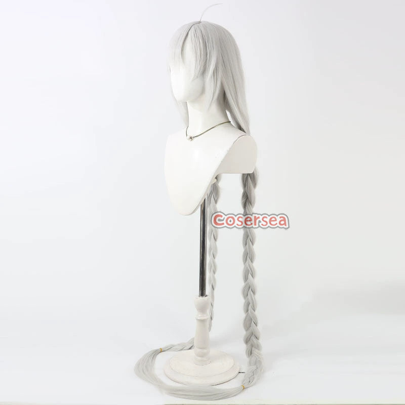 Cosersea Vocaloid Kizuna Akari 120cm Silver White Braided Cosplay Wigs ...